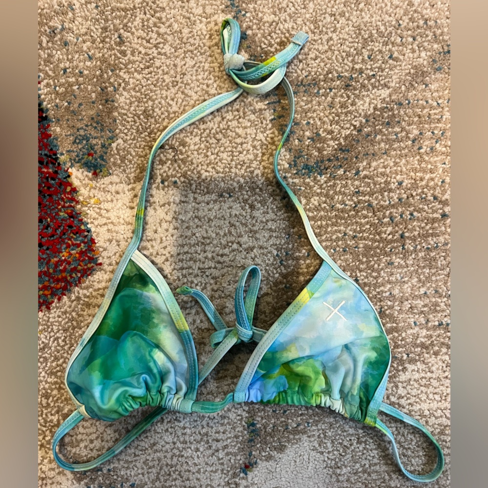 Boutine La Tie Dye Blue Green String Bikini Top Size … - Gem